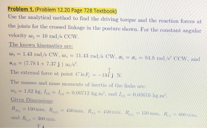 Solved W3 = Problem 1. (Problem 12.20 Page 728 Textbook) Use | Chegg.com