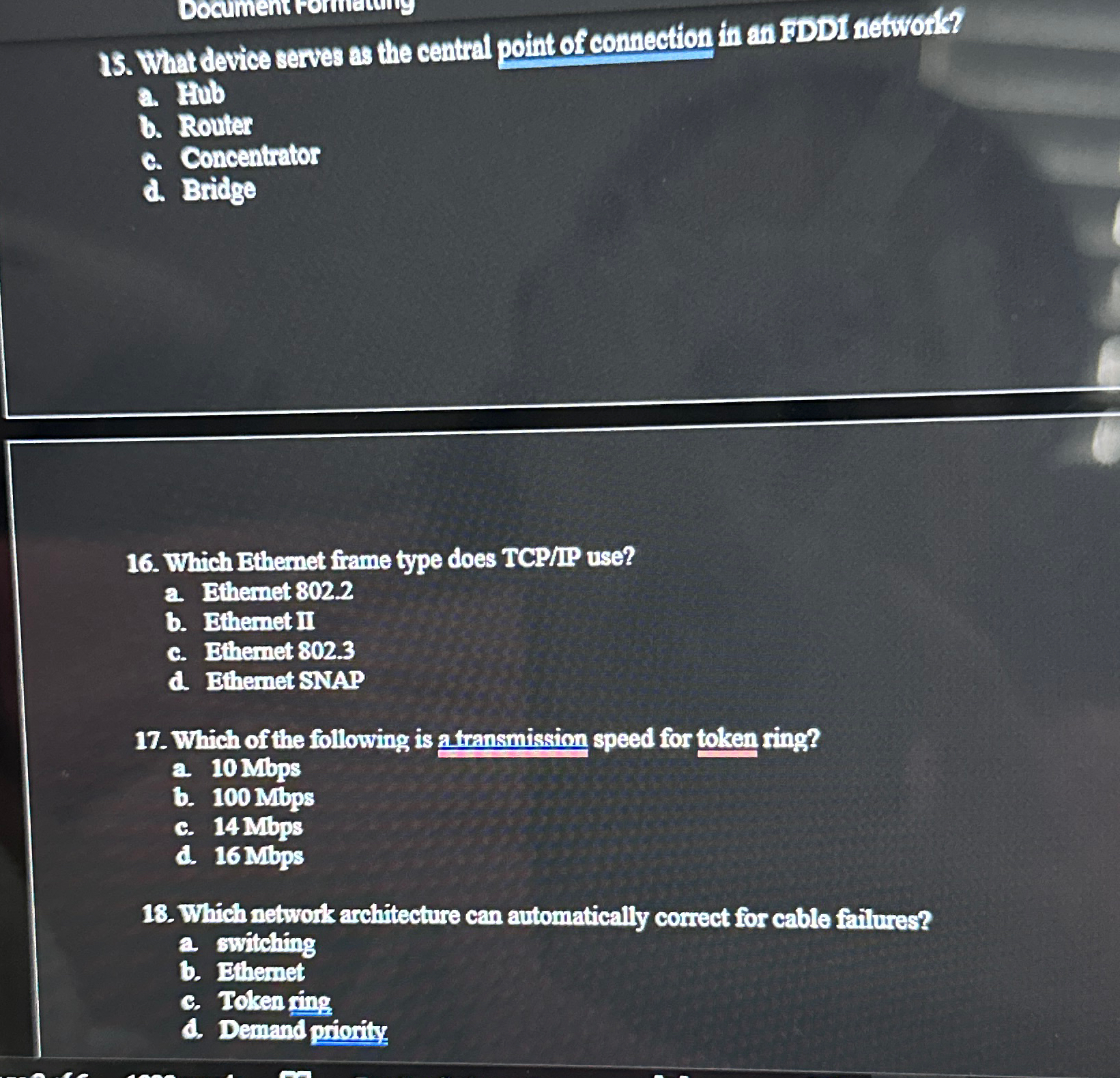 Solved What device serves as the central point of connection | Chegg.com
