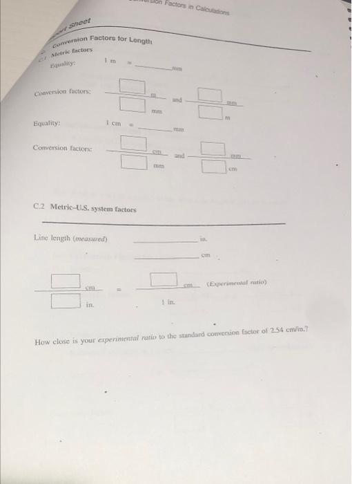 Solved C.2 Metric-U.S. system factors Line lengih | Chegg.com