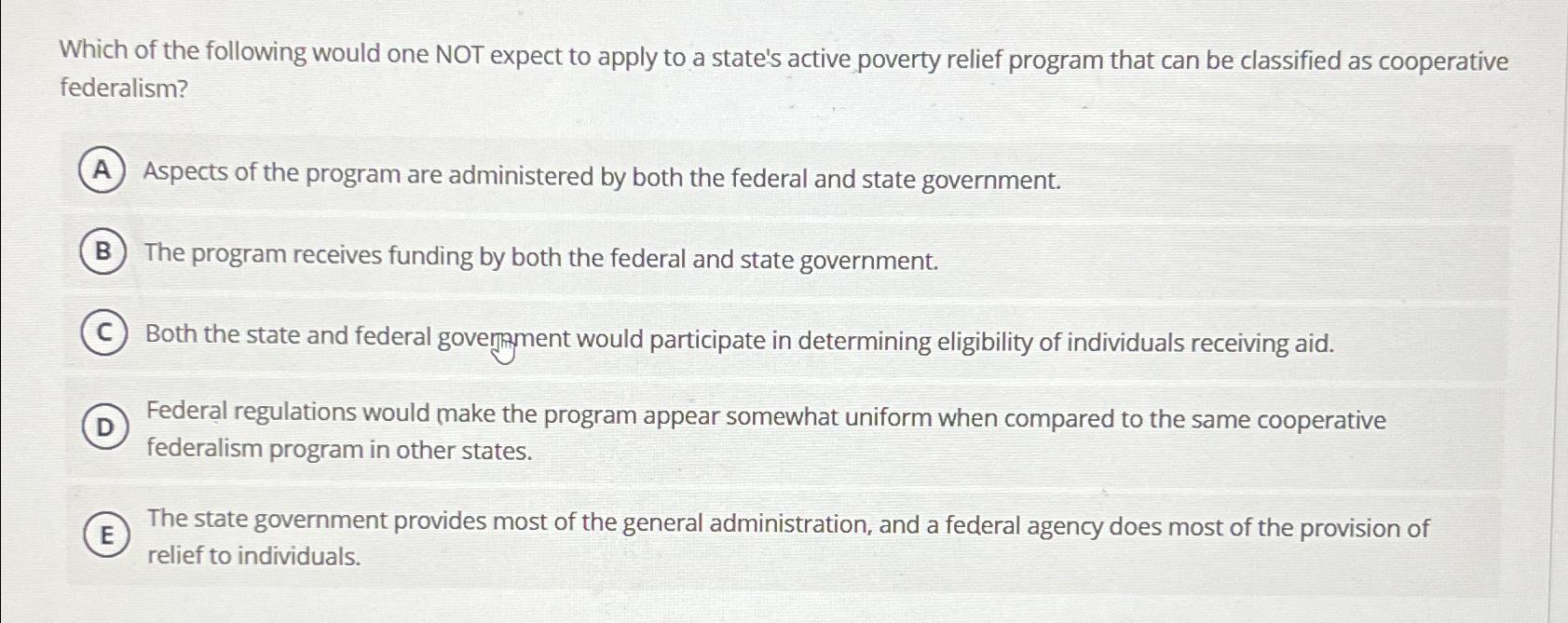 Solved Which of the following would one NOT expect to apply | Chegg.com