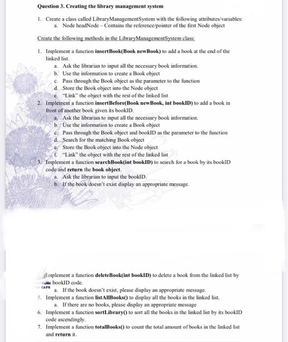 Solved 1. Create a class called LibraryManagementSystem with | Chegg.com