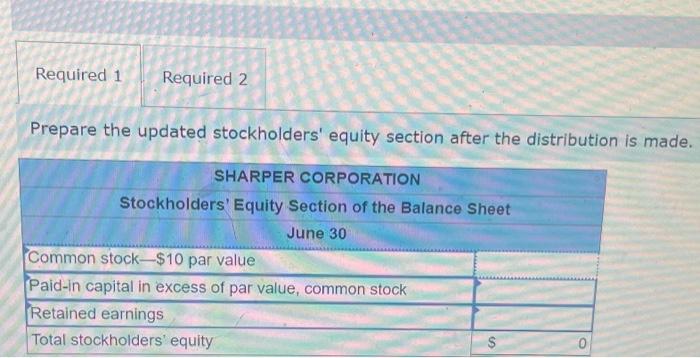 Solved Prepare the updated stockholders' equity section | Chegg.com