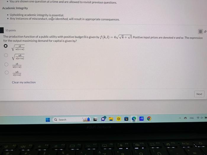 Solved • You are shown one question at a time and are | Chegg.com