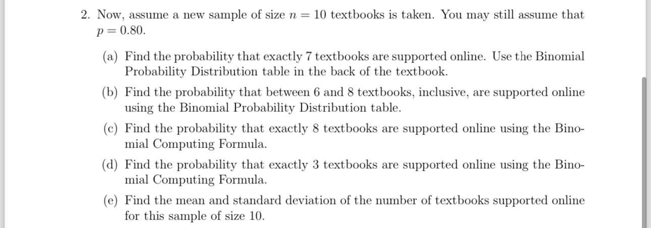 Solved Now, assume a new sample of size n=10 ﻿textbooks is | Chegg.com