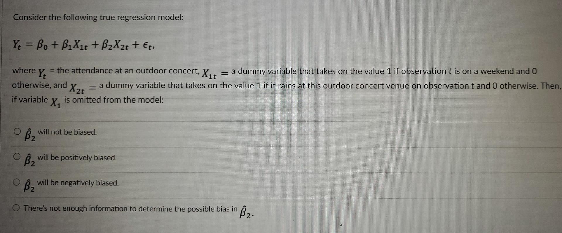 Solved Consider the following true regression model: Y = Bot | Chegg.com