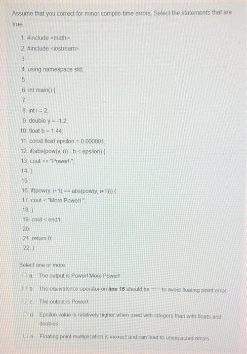 Solved Assume that you correct for minor compile-time errors | Chegg.com