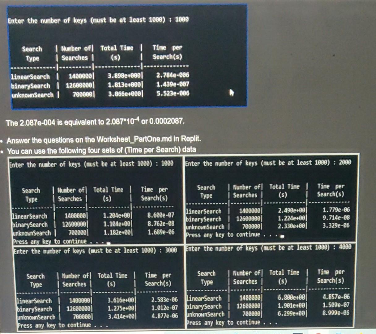 Part 1 You will analyse the execution times of three | Chegg.com