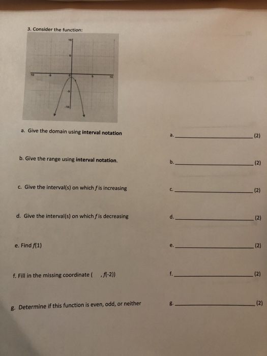Solved 3. Consider the function: a. Give the domain using | Chegg.com
