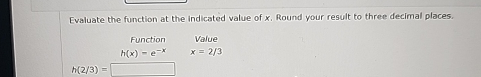 Solved Evaluate the function at the indicated value of x. | Chegg.com