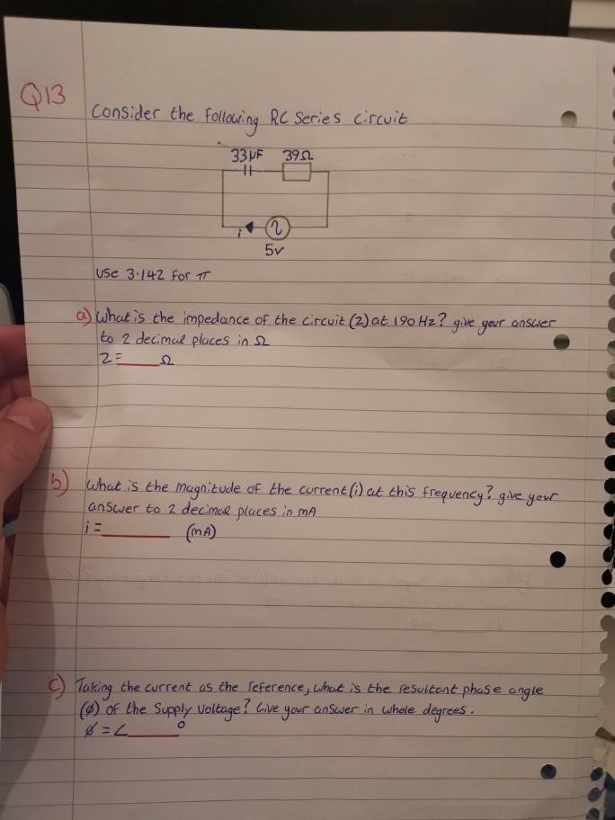 Solved Q13 Consider the following RC Series Circuit 33 F | Chegg.com