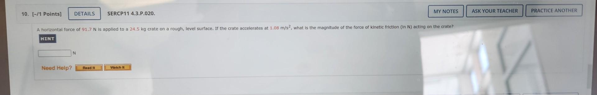 Solved 10 [ 1 Points] Details Sercp11 4 3 P 020 My Notes