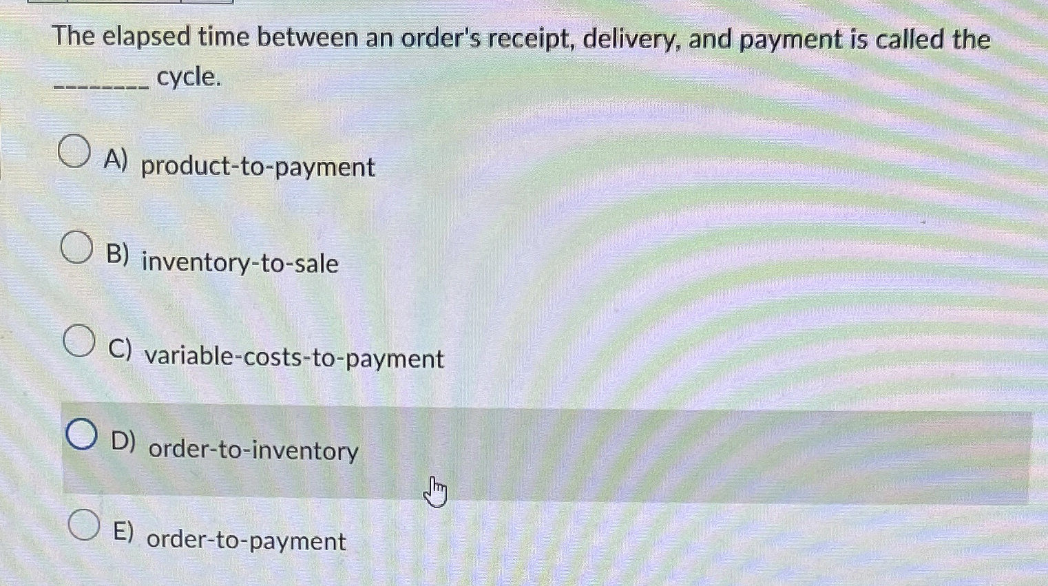 Solved The elapsed time between an order's receipt, | Chegg.com