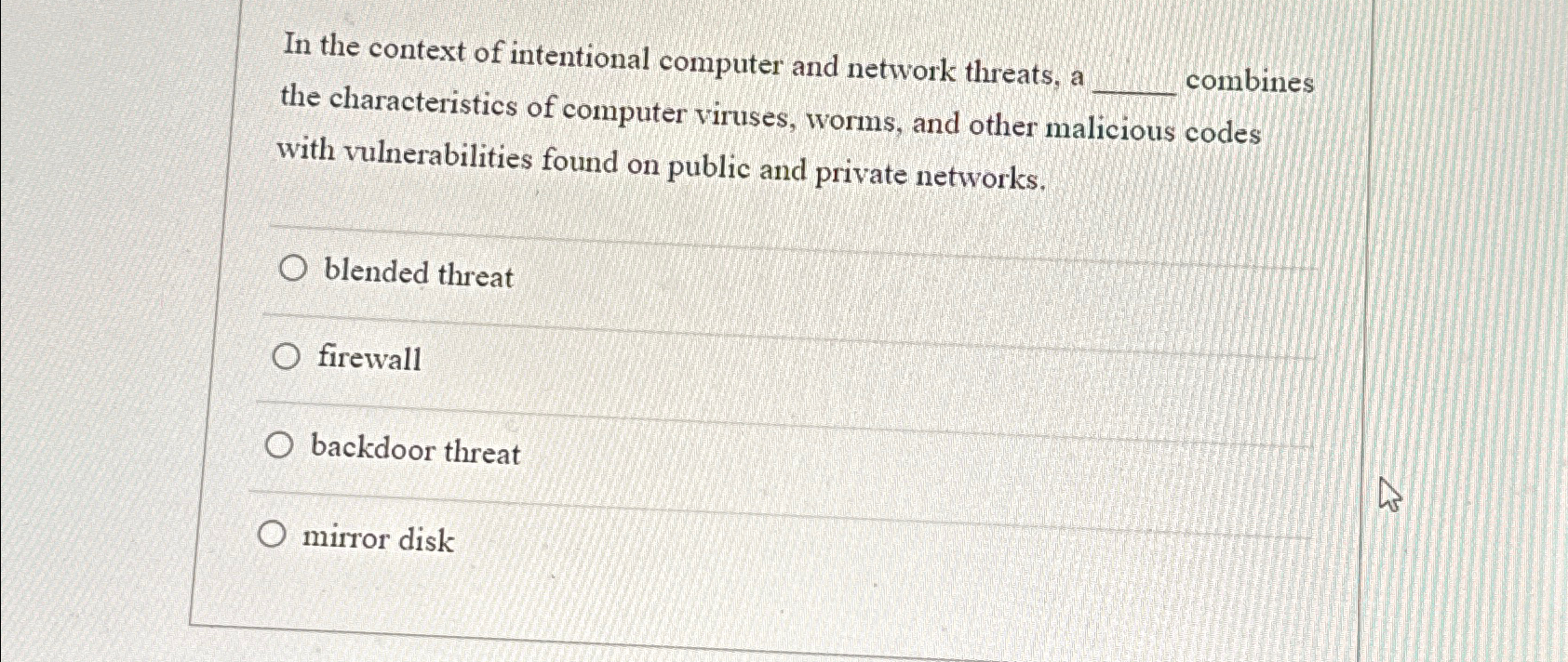 In the context of intentional computer and network | Chegg.com