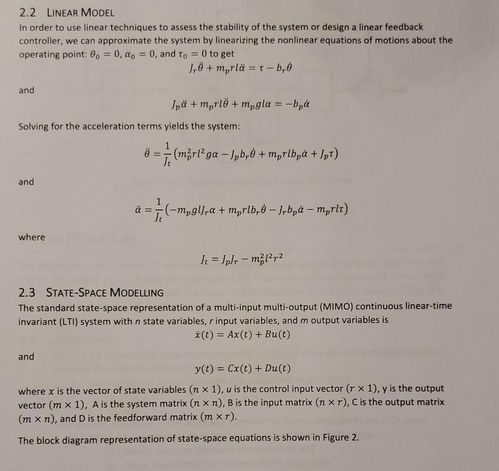 Solved QUBE-Servo - Pendulum Modelling 1 MOTIVATION | Chegg.com