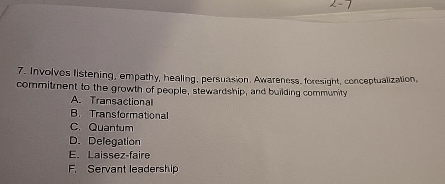 Solved Involves listening, empathy, healing, persuasion. | Chegg.com