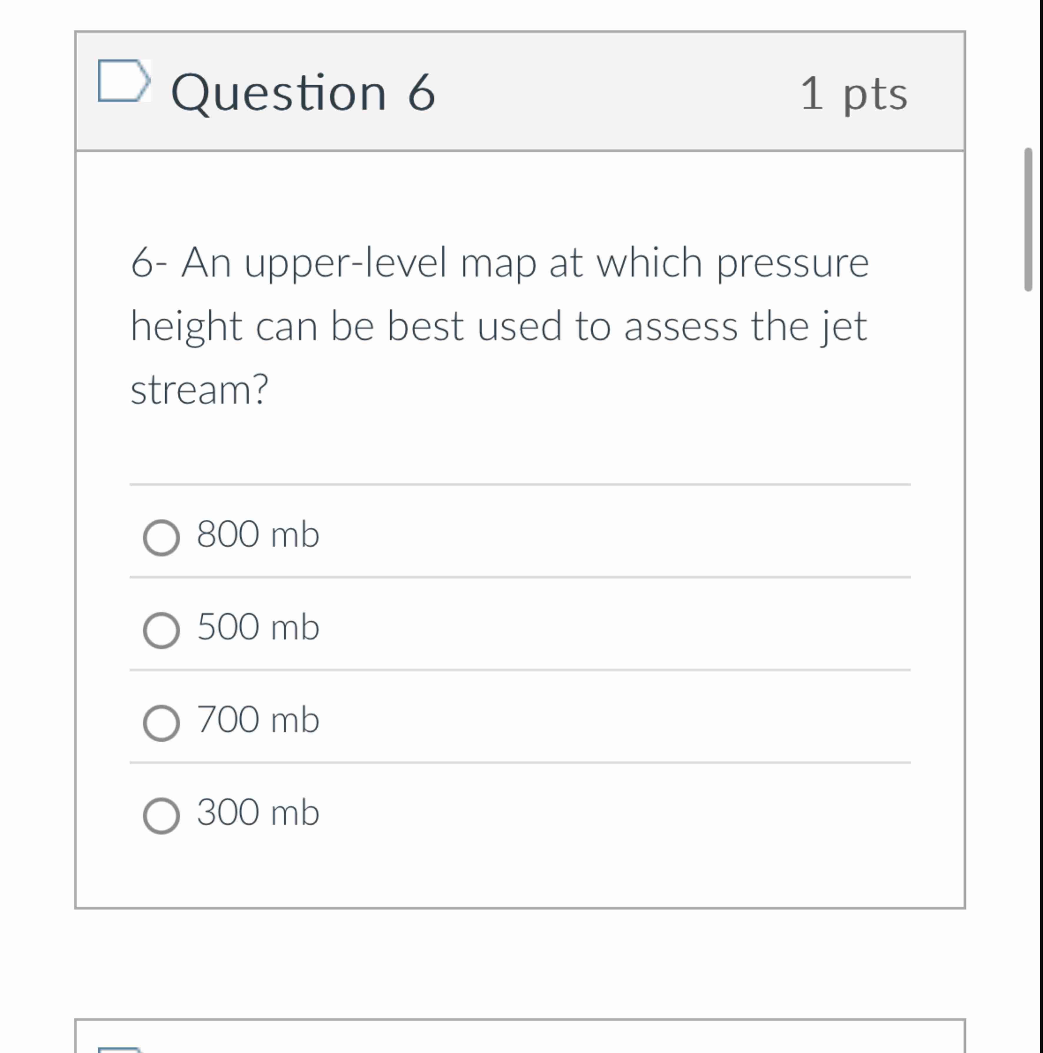 Solved Question 61 ﻿pts6- ﻿An upper-level map at which | Chegg.com