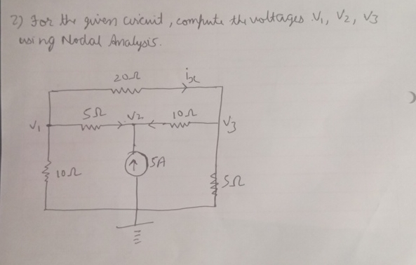 For the given circuit, compute the voltages V1,V2,V3 | Chegg.com