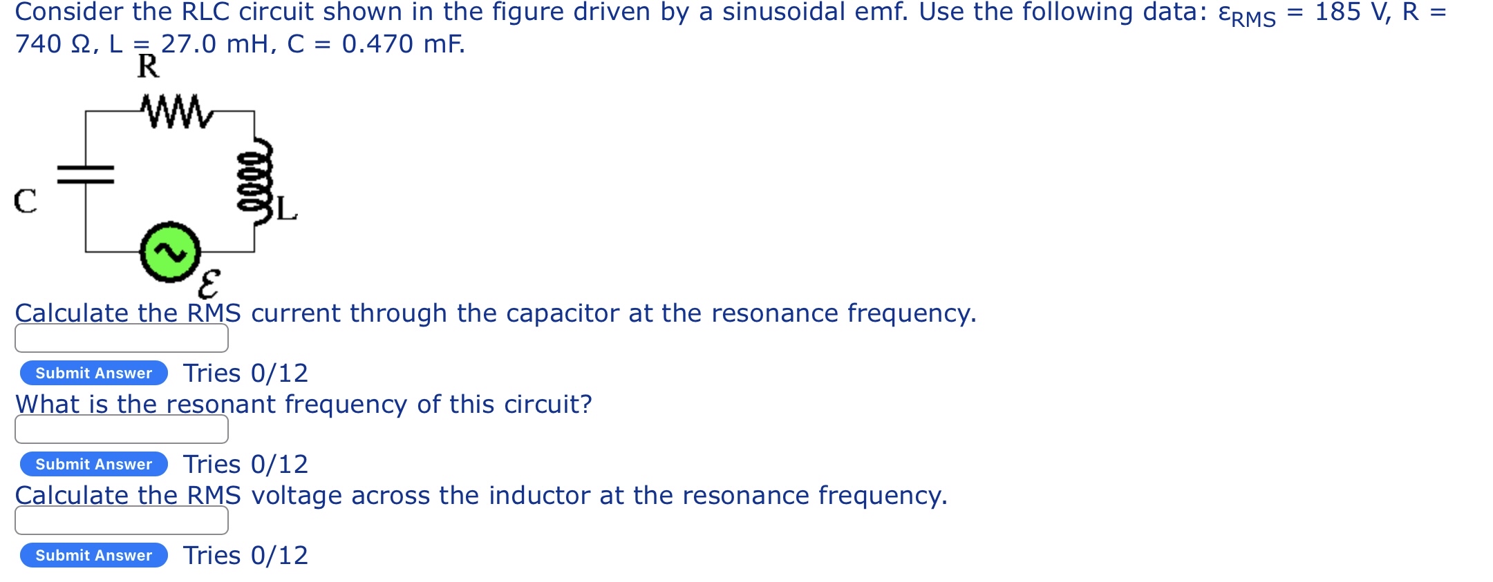 Solved Consider the RLC circuit shown in the figure driven | Chegg.com