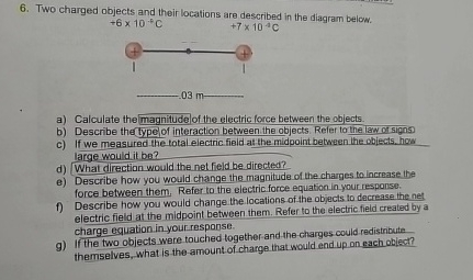 Two charged objects and their locations are described | Chegg.com