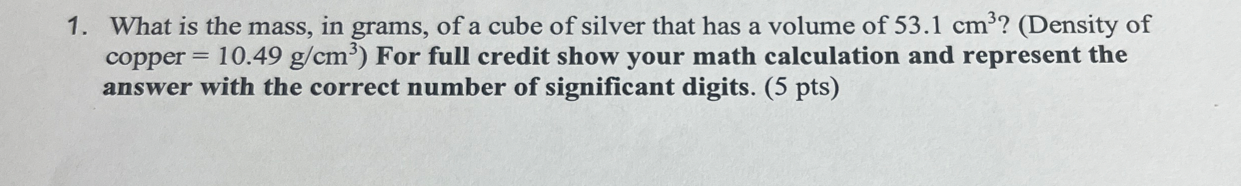 Solved What is the mass, in grams, of a cube of silver that | Chegg.com