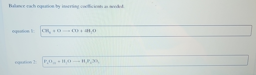 Solved Balance each equation by inserting coefficients as | Chegg.com