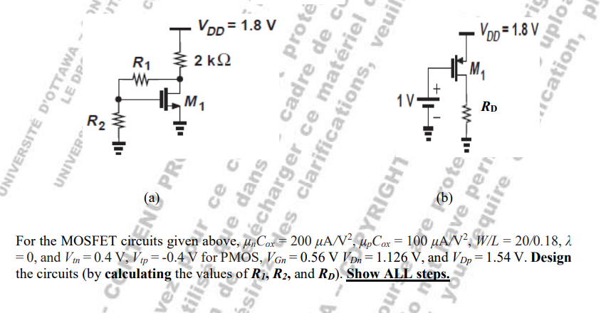 Solved (a)(b)For the MOSFET circuits given above, | Chegg.com