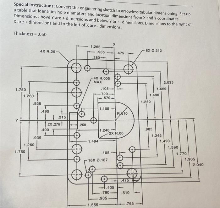 Solved Special Instructions: Convert the engineering sketch | Chegg.com