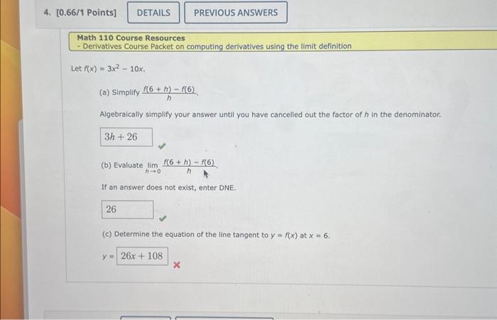 Solved Math 110 Course Resources - Derivatives Course Packet | Chegg.com