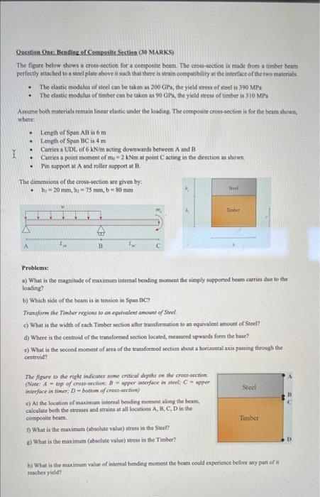 [Solved]: Question One: Bending of Composite Section (30 MA