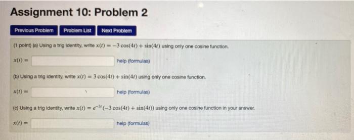 Solved Assignment 10 Problem 2 Previous Problem Problem 