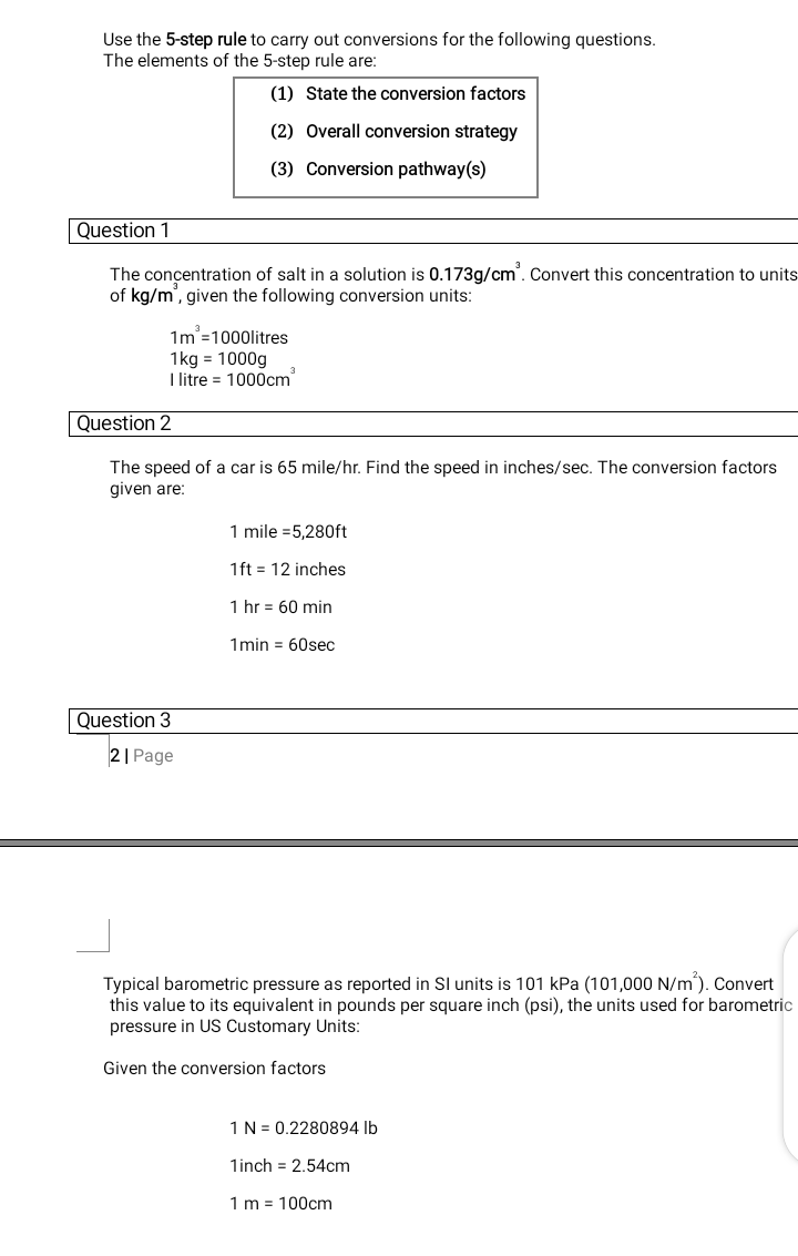 Solved Use the 5-step rule to carry out conversions for the | Chegg.com