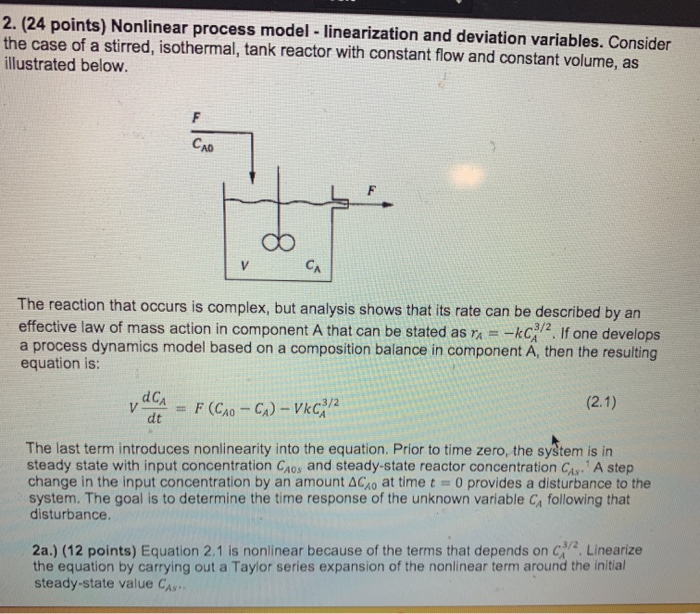 Solved 2. (24 points) Nonlinear process model - | Chegg.com