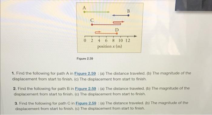 Solved A B С D 0 2 4 6 8 10 12 position (m) Figure 2.59 1. | Chegg.com