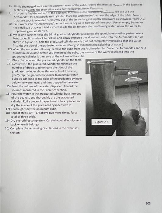 Solved LAB 7: DENSITY AND BUOYANCY Introduction Archimedes | Chegg.com