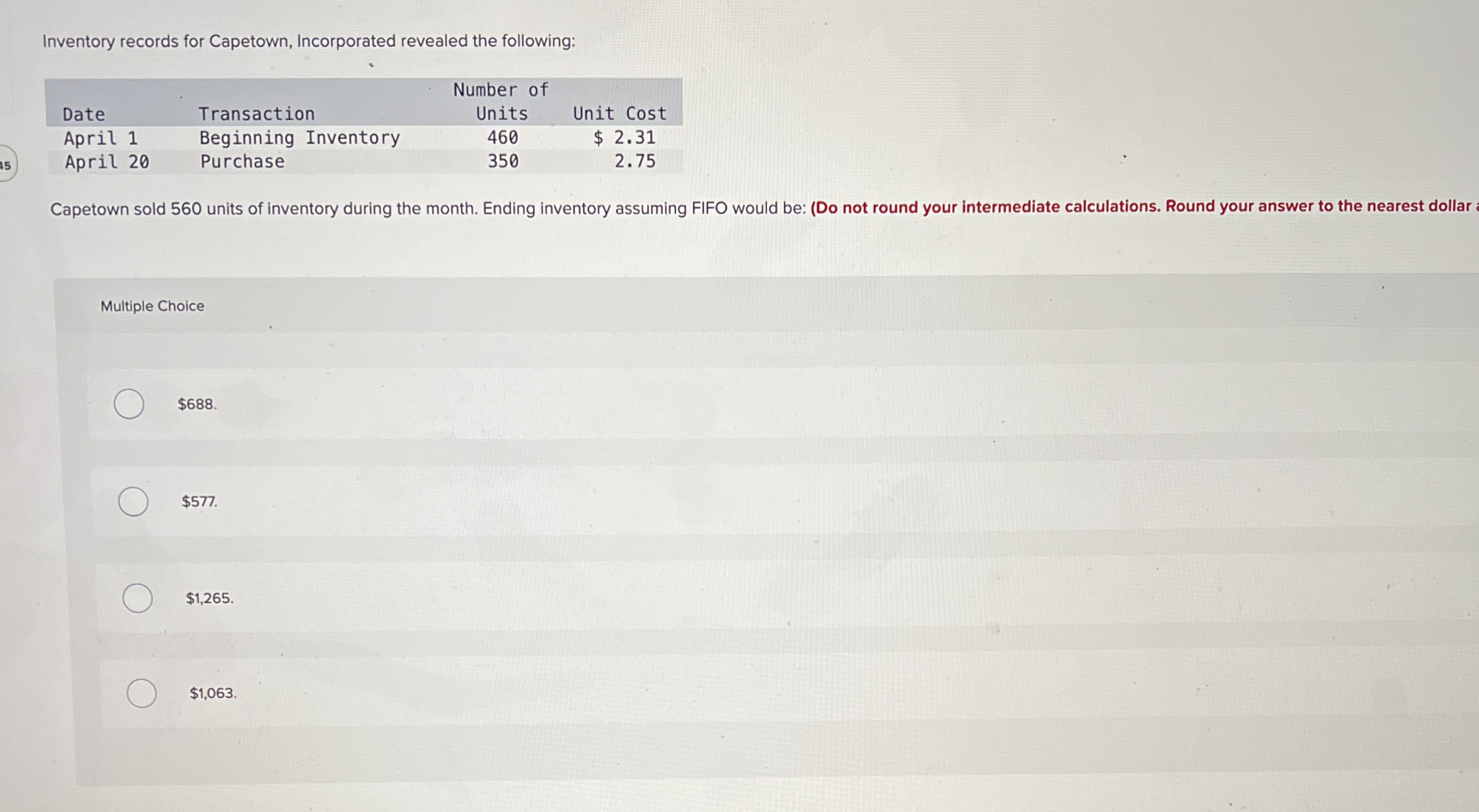 Solved Inventory records for Capetown, Incorporated revealed | Chegg.com