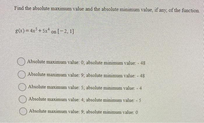 Solved Find the absolute maximum value and the absolute | Chegg.com