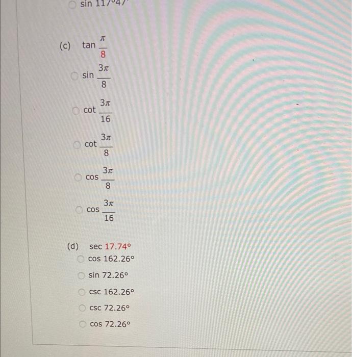 Solved Express as a cofunction of a complementary angle. (a) | Chegg.com