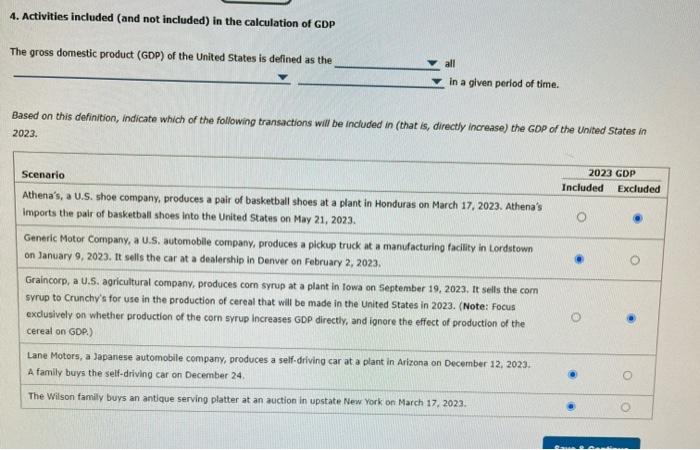 Solved 4. Activities included (and not included) in the | Chegg.com