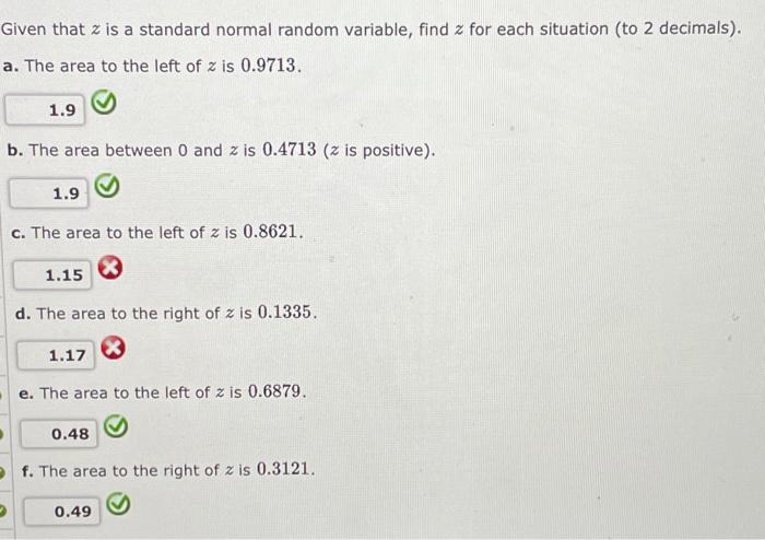 Solved Given That Z Is A Standard Normal Random Variable