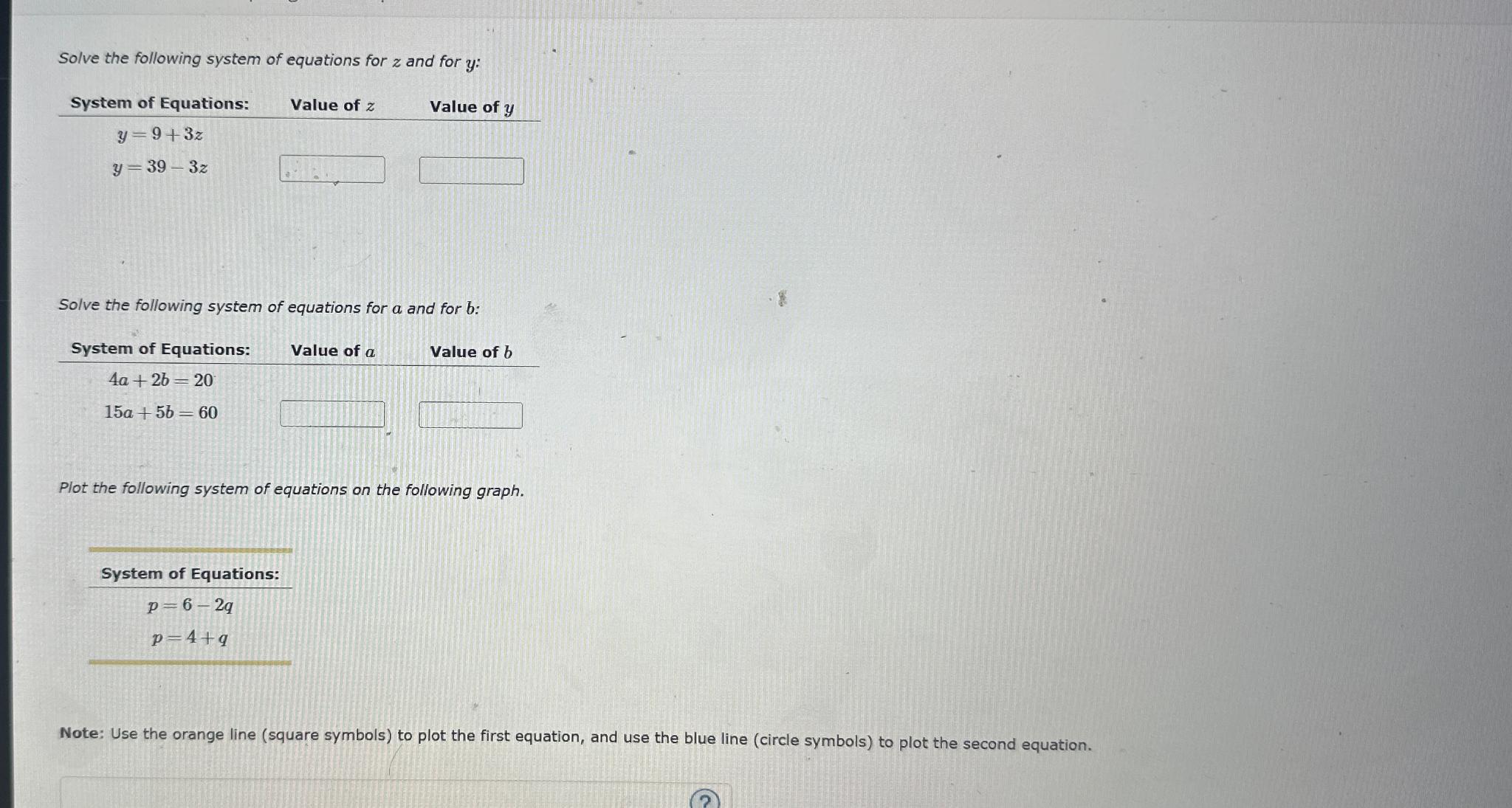 Solved Solve the following system of equations for z ﻿and | Chegg.com