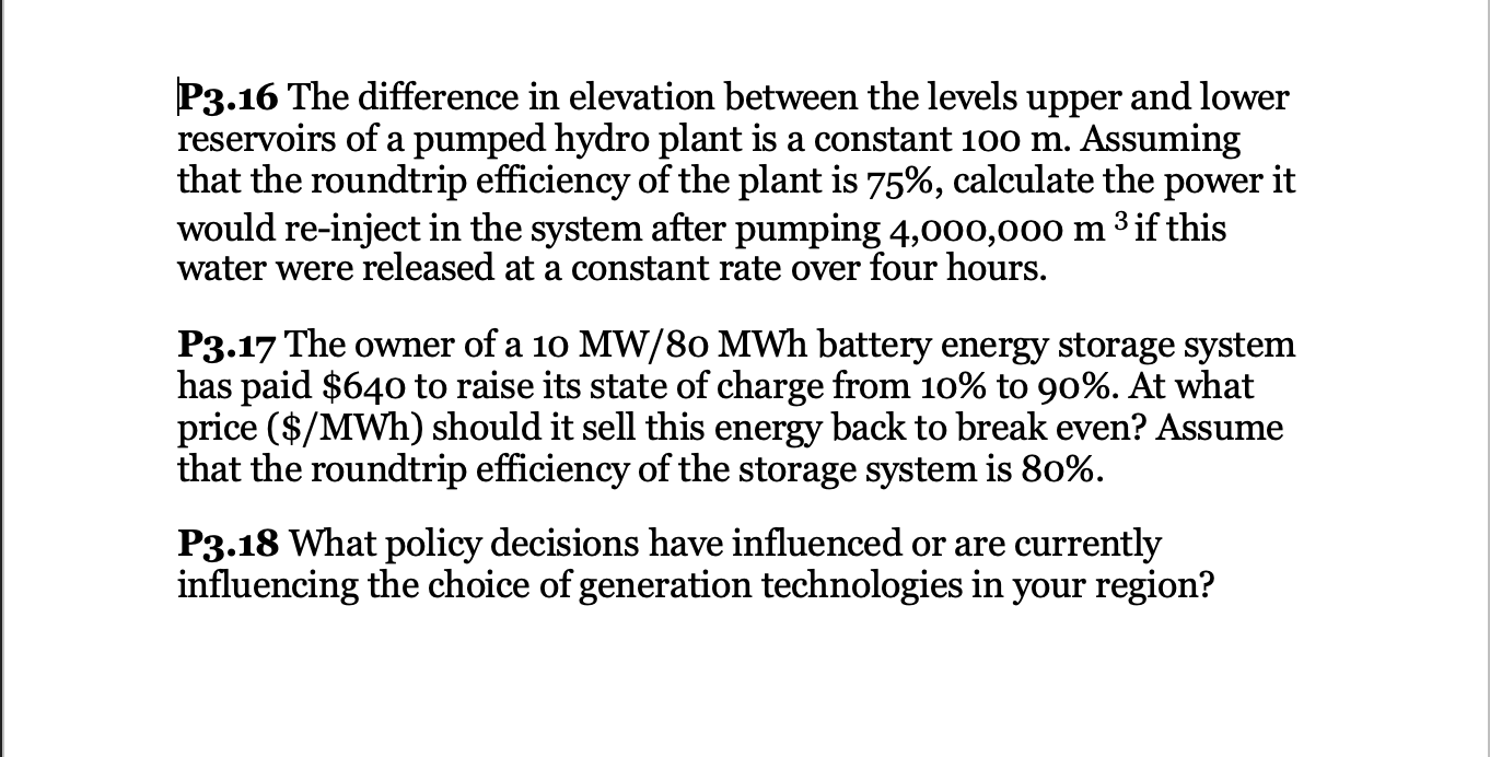 Solved P3.16 ﻿The difference in elevation between the levels | Chegg.com