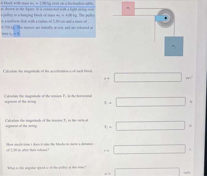 Solved A block with mass m1=2.00 kg rests on a frictionless | Chegg.com