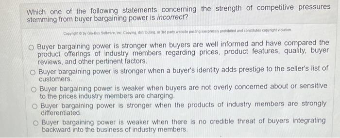 Solved Which one of the following statements concerning the | Chegg.com