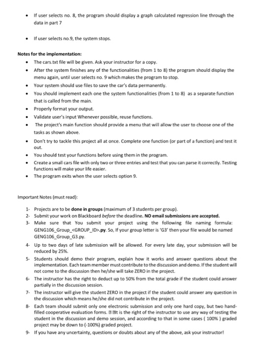 Solved Course: GENG 106: Computer Programming Group Project | Chegg.com