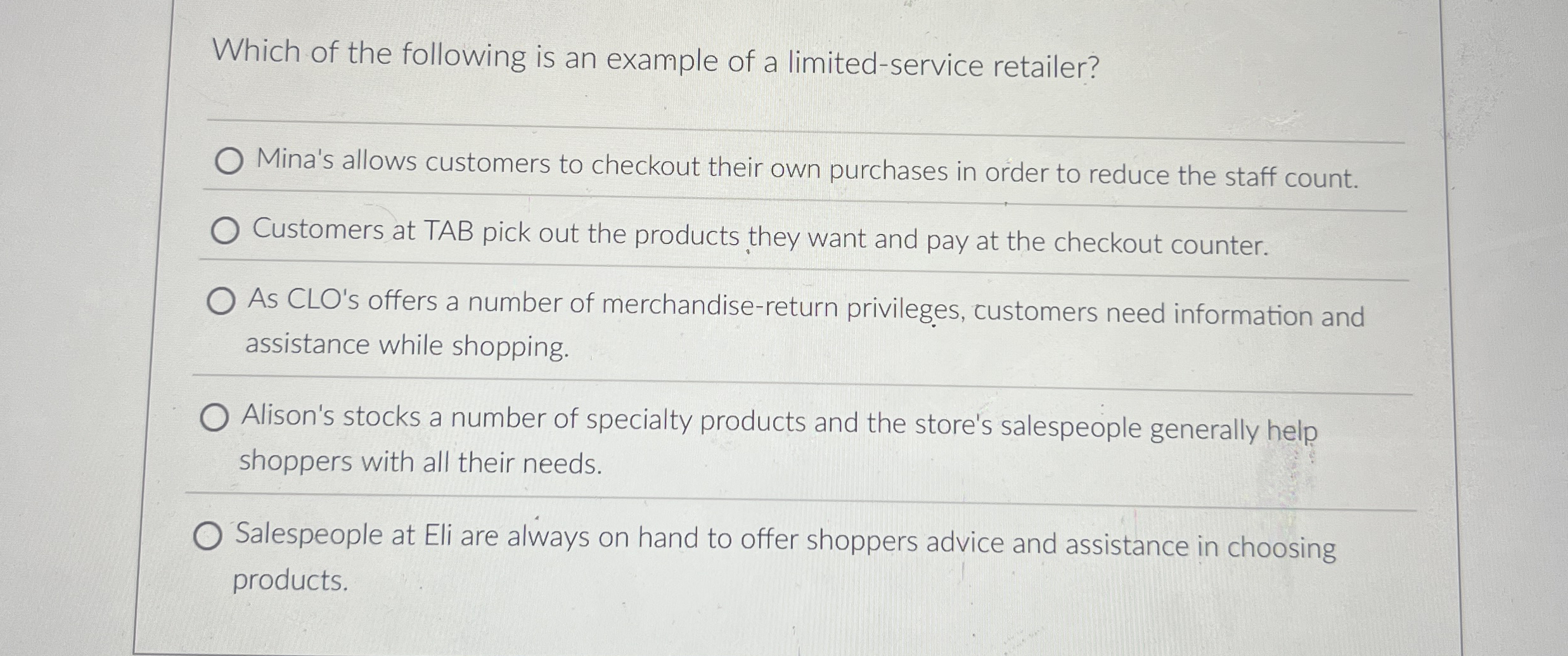 Solved Which of the following is an example of a | Chegg.com