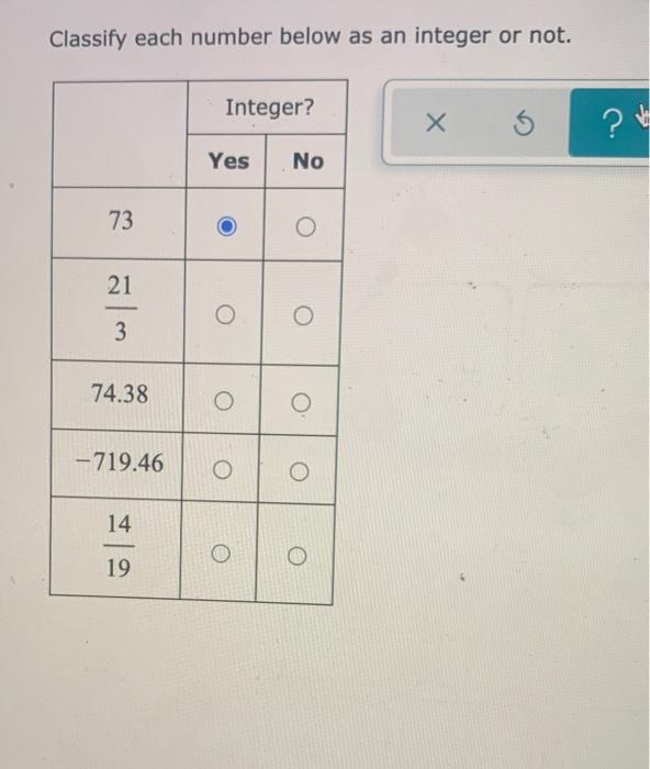 Solved Classify each number below as an integer or not. | Chegg.com