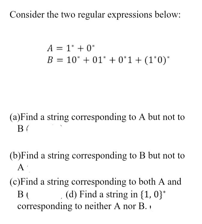 Solved Consider The Two Regular Expressions Below A 1