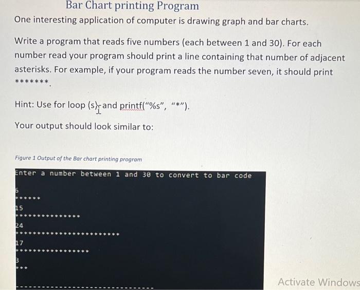 Solved Bar Chart printing Program One interesting | Chegg.com