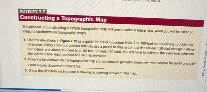 Solved Constructing a Topographic Map The process of | Chegg.com