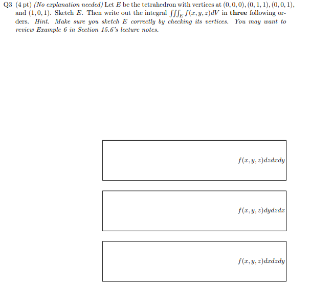 Solved Q3 (4 ﻿pt) (No explanation needed) ﻿Let E ﻿be the | Chegg.com